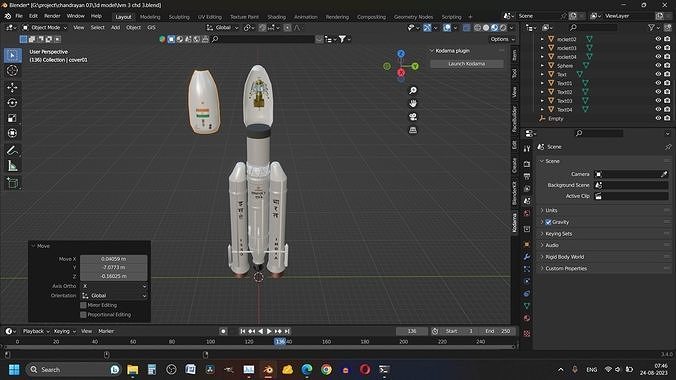 3D model ISRO LVM 3 ROCKET ALONG WITH CHANDRAYAAN 3 MODULES VR / AR ...
