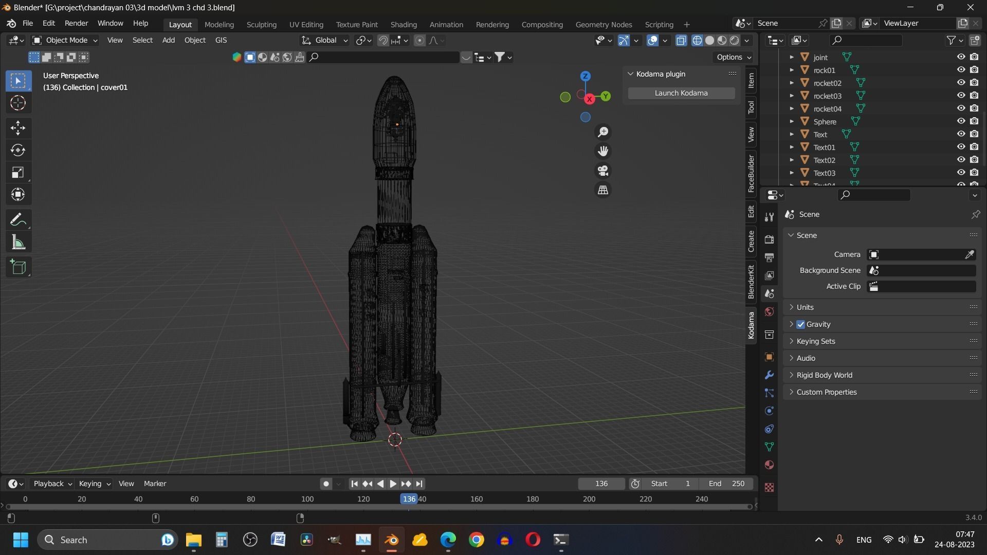 3D model ISRO LVM 3 ROCKET ALONG WITH CHANDRAYAAN 3 MODULES VR / AR ...