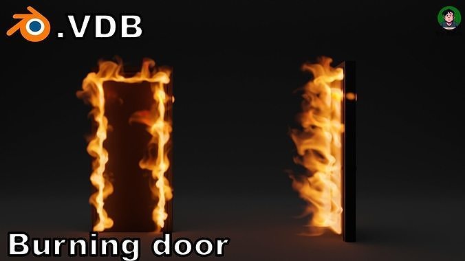 Burning door vdb 3D model animated | CGTrader