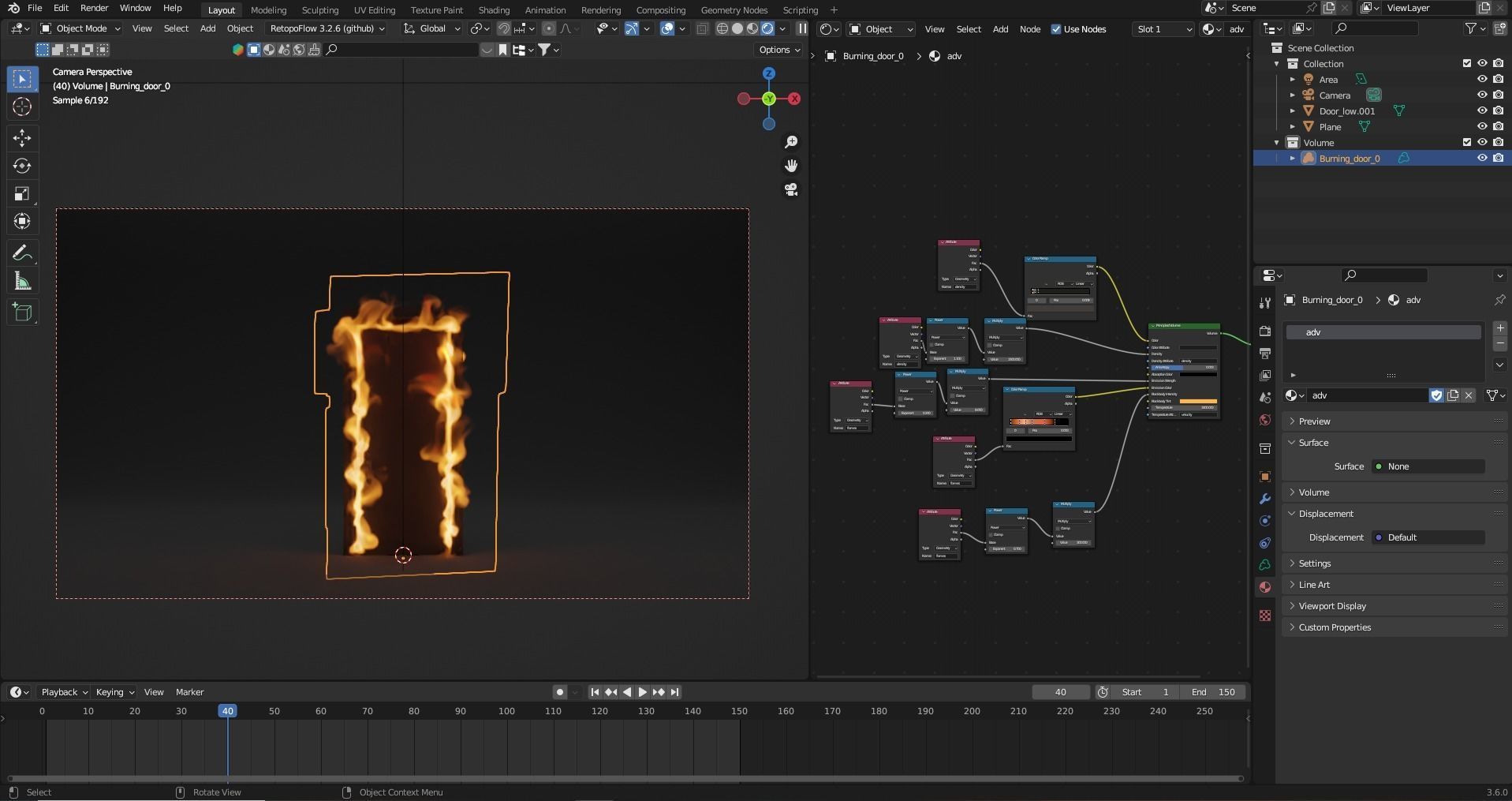 Burning door vdb 3D model animated | CGTrader