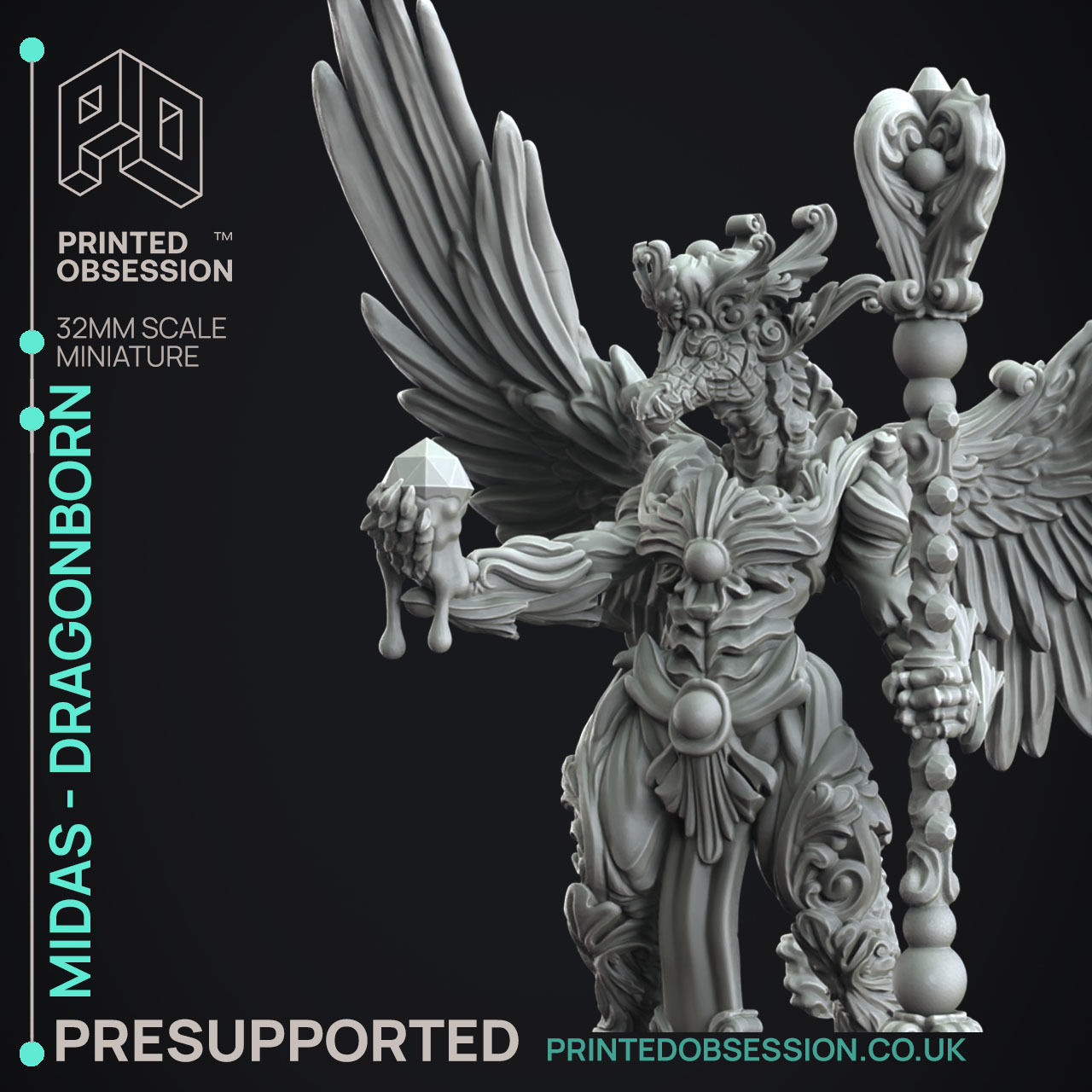 Midas Dragon - 3D Printable TTRPG - PRESUPPORTED - 32mm Scale 3D model ...