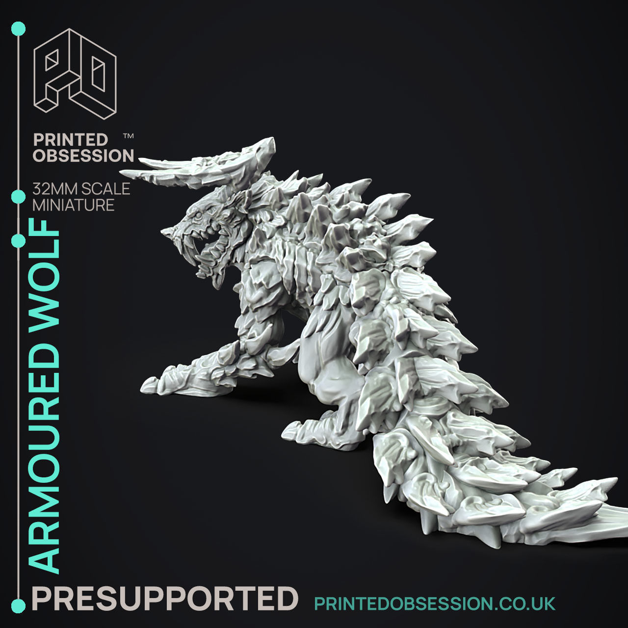 Armoured Wolf - 3D Printable TTRPG - PRESUPPORTED - 32mm Scale 3D model ...