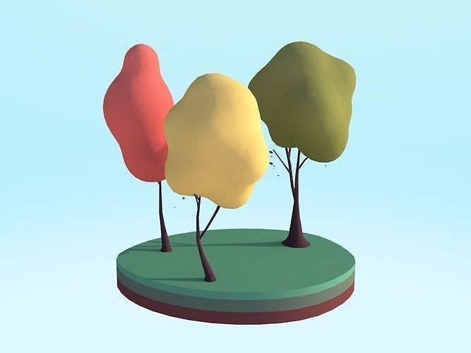 Cartoon Fluid Trees Pack free VR / AR / low-poly 3D model | CGTrader