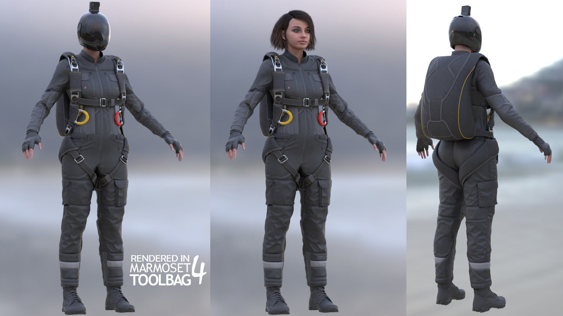 3D Model Collection Mens and Womens Skydiving Uniforms - Modular ...