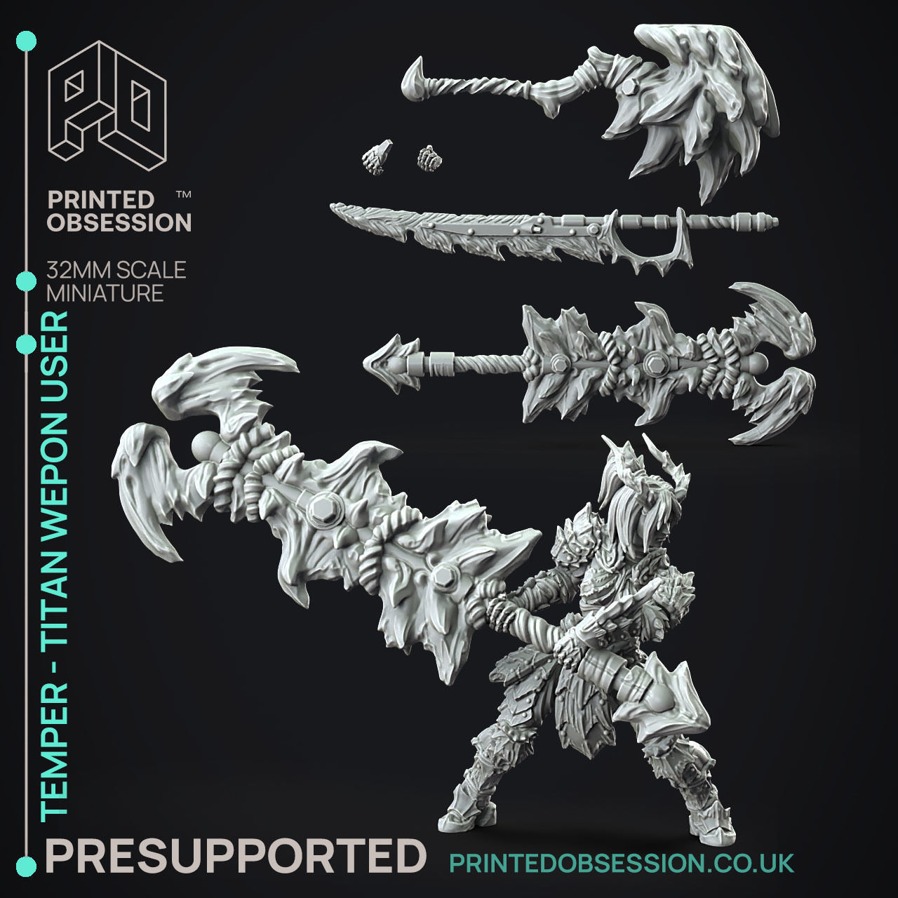 Temper Weapon Fighter - 3D Printable TTRPG - PRESUPPORTED - 32mm 3D ...