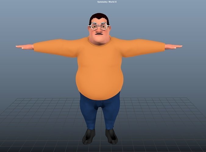 3D TOONY CHARACTER LOPOLY RIGGED FAT MAN MAYA model 3D model rigged ...