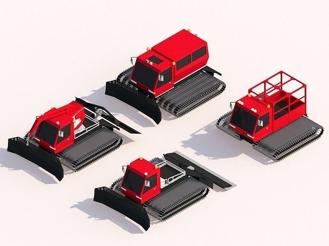 3D model Cartoon Low Poly Winter Snow Vehicles Pack VR / AR / low-poly ...