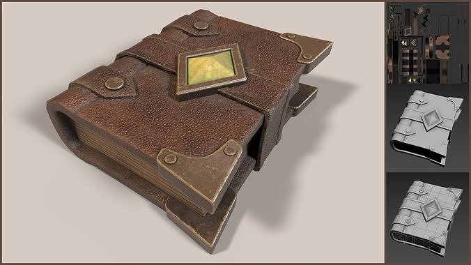 3D model Spellbook with Magic Crystal VR / AR / low-poly | CGTrader