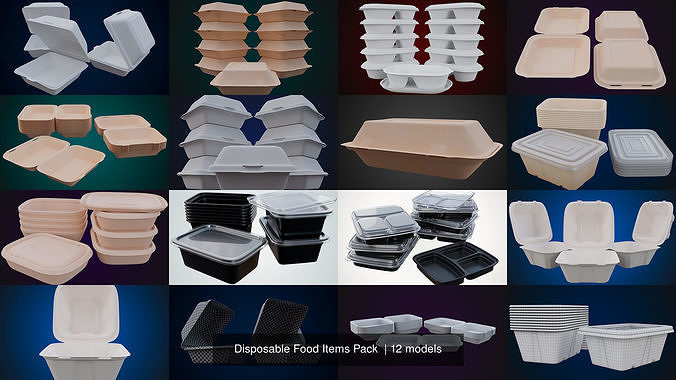 Disposable Food Items Pack 3D Model Collection | CGTrader