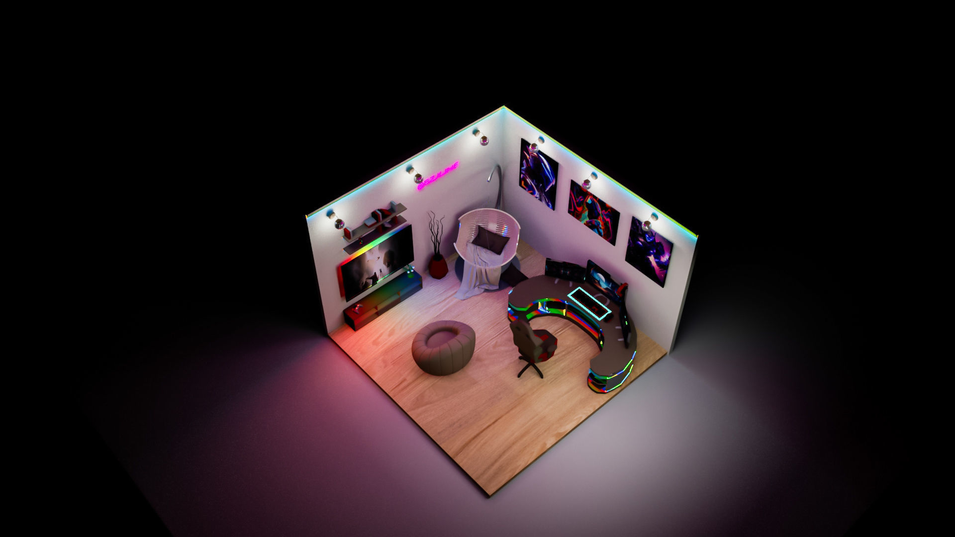 Gaming Room 3D model | CGTrader