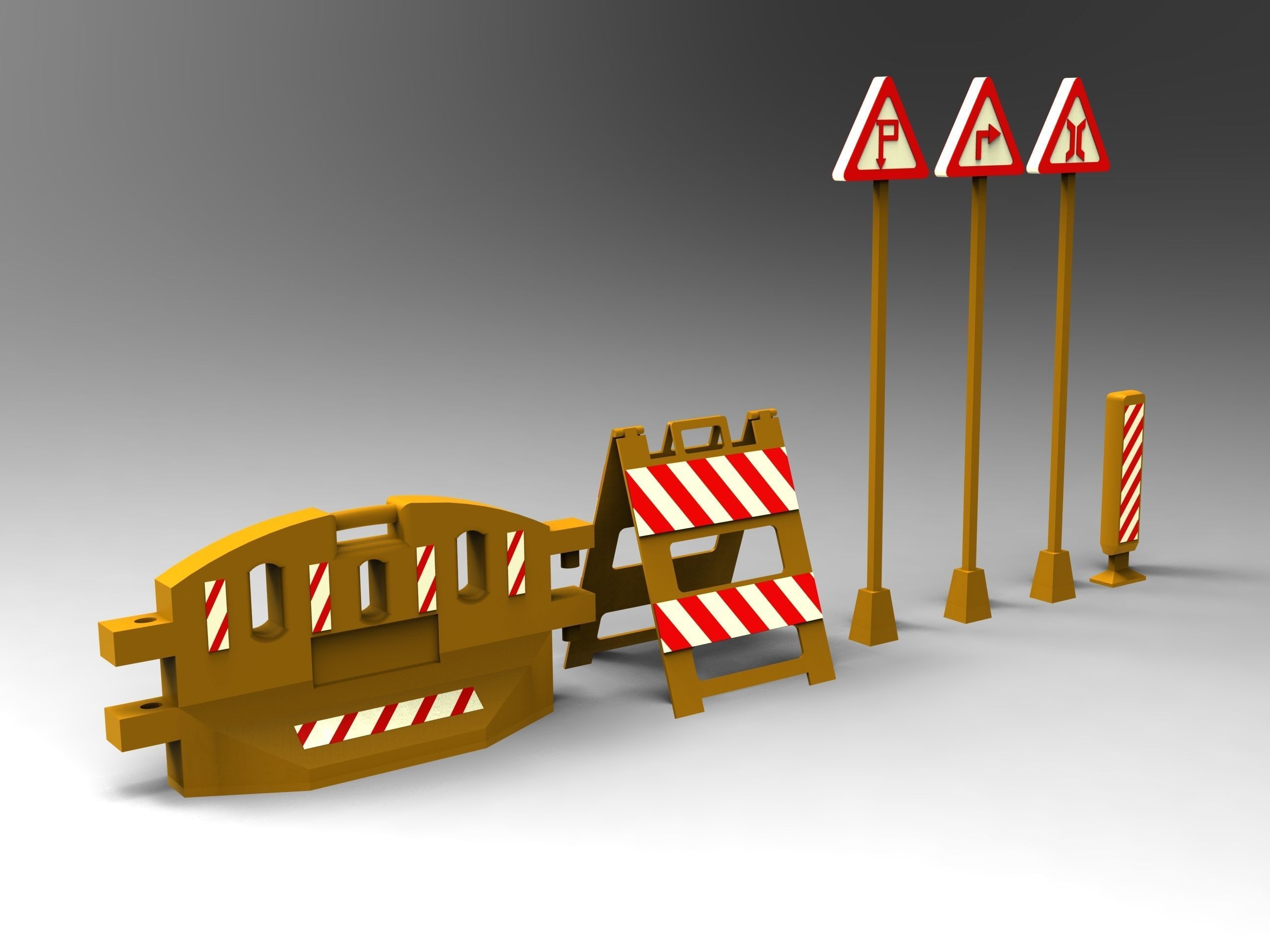 Barricades and Road Signs 3D model | CGTrader