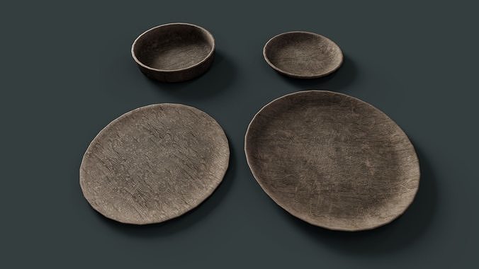 3D model Medieval Wooden Plate Set PBR VR / AR / low-poly | CGTrader