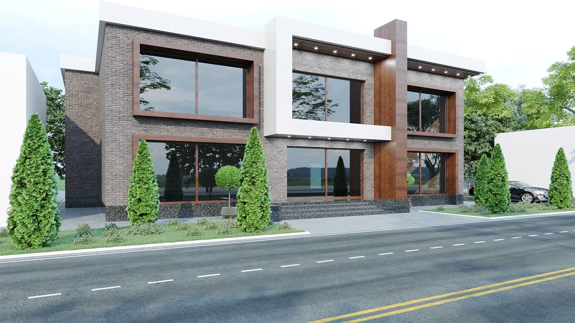 Hitech office facade 3D model | CGTrader