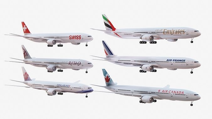 3D model Bundle 6x Boeing 777-300 VR / AR / low-poly | CGTrader