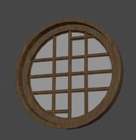 Japanese style room with round window free 3D model | CGTrader