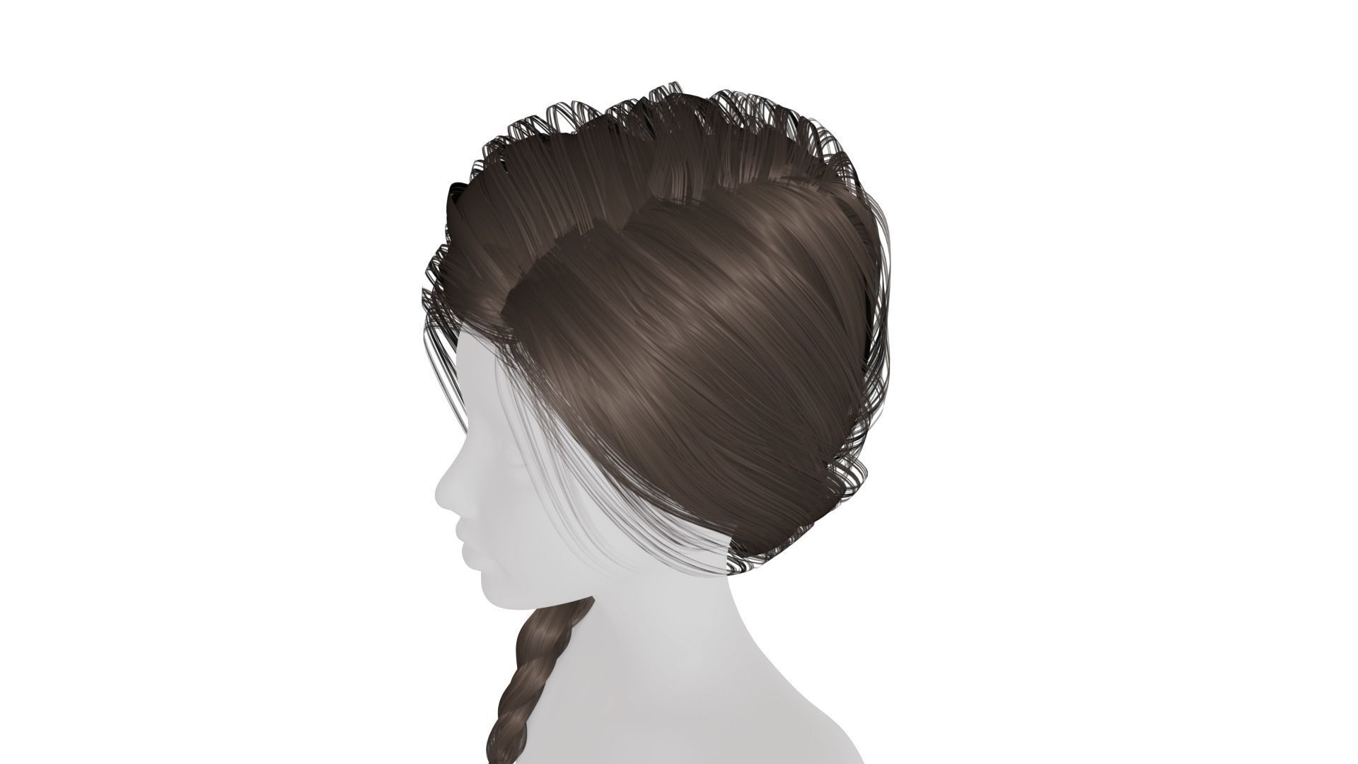 3D model Realistic Woman braid ponytail Hair Style VR / AR / low-poly ...