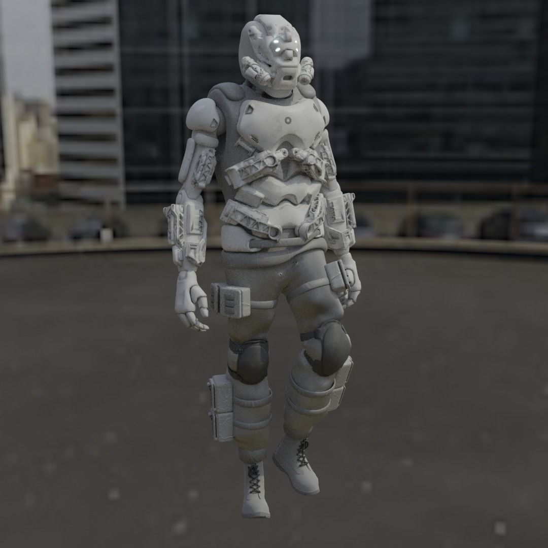 3D model Scifi robot space guard VR / AR / low-poly | CGTrader