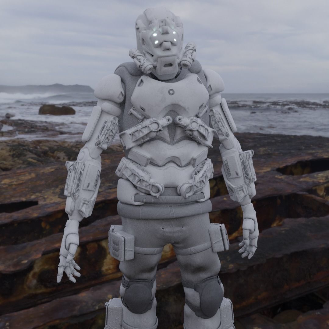 3D model Scifi robot space guard VR / AR / low-poly | CGTrader