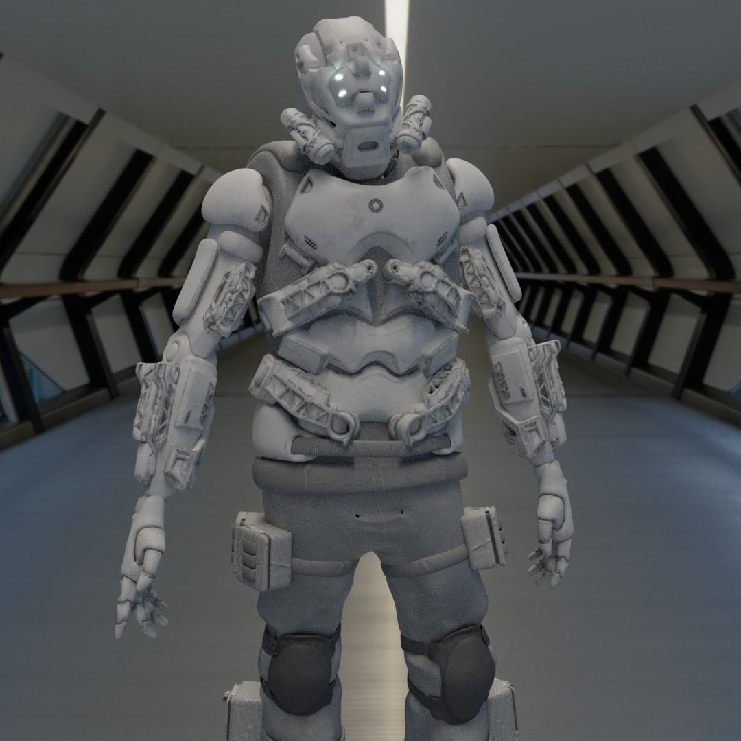 3D model Scifi robot space guard VR / AR / low-poly | CGTrader