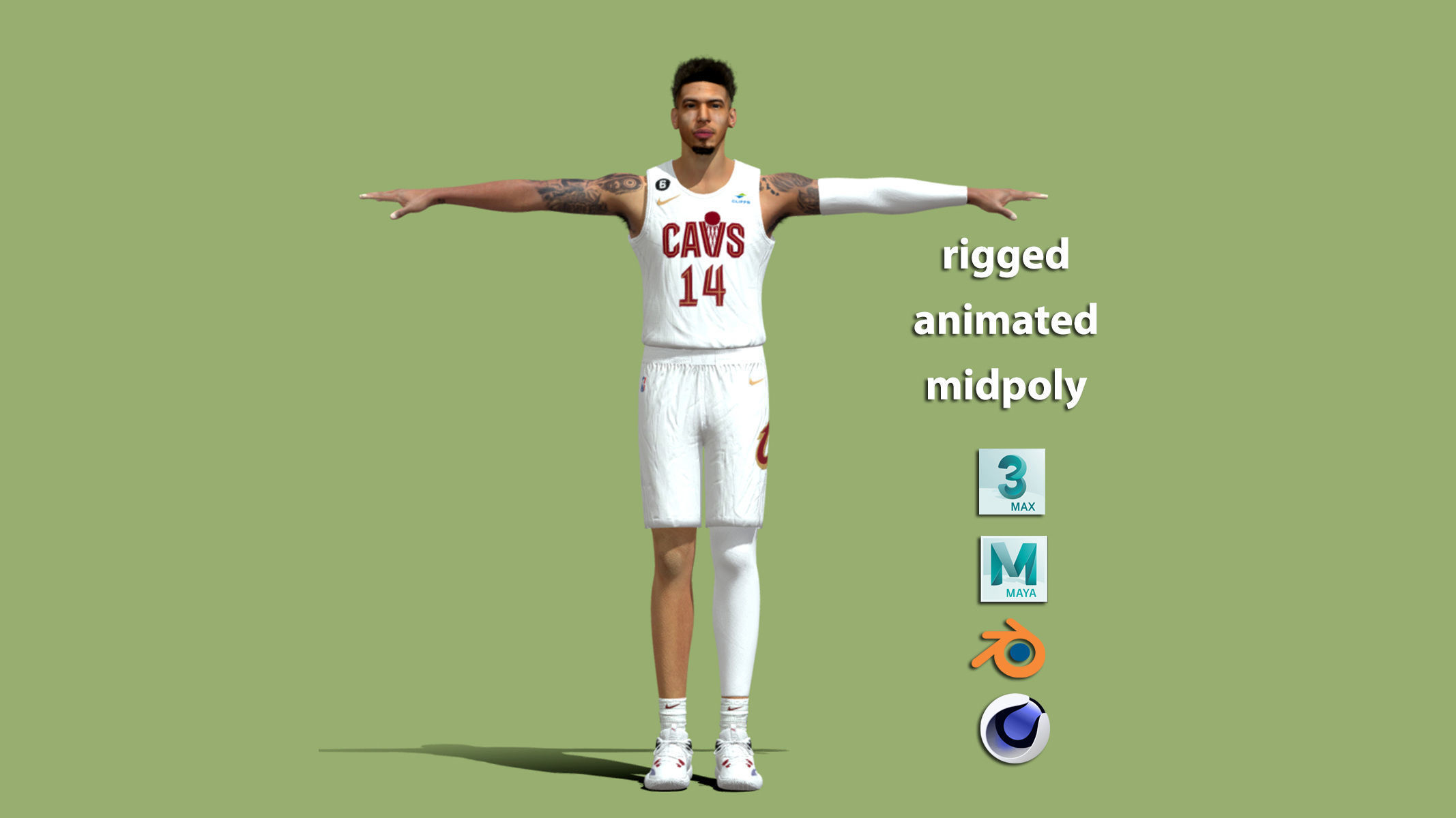 T-Pose Rigged Danny Green Cavs NBA 3D model animated rigged | CGTrader