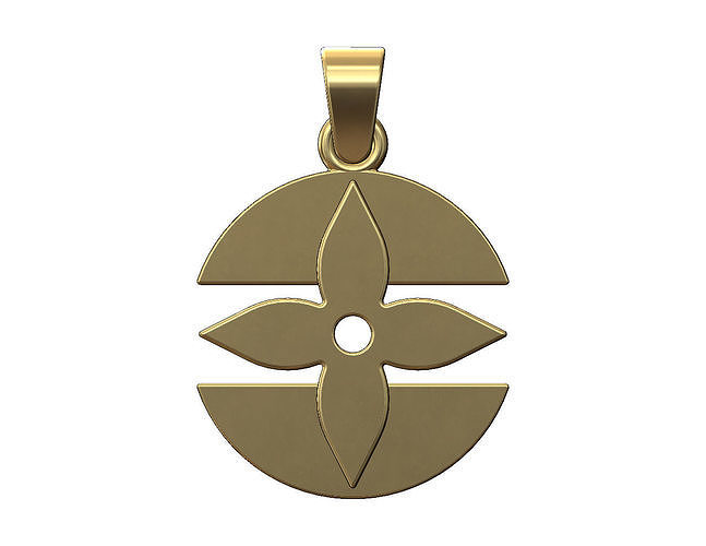 LV star split round pendant with bail 3D model 3D printable | CGTrader