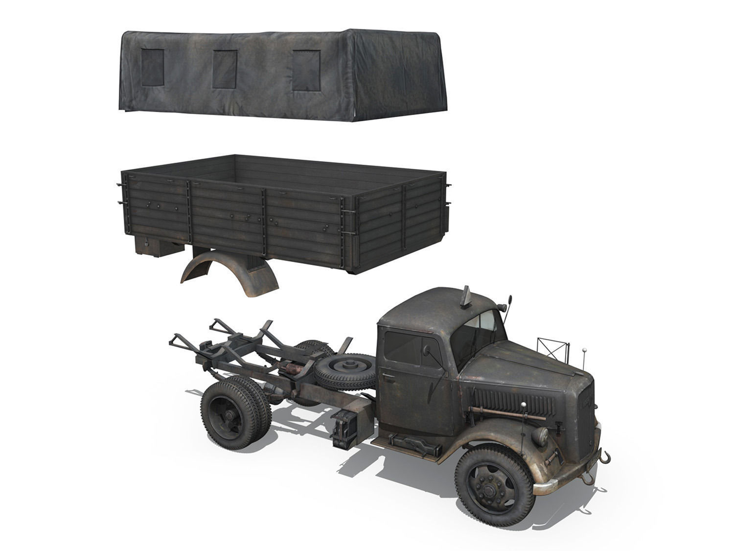 Opel Blitz - 3t Cargo truck - 17 PzDiv 3D model | CGTrader