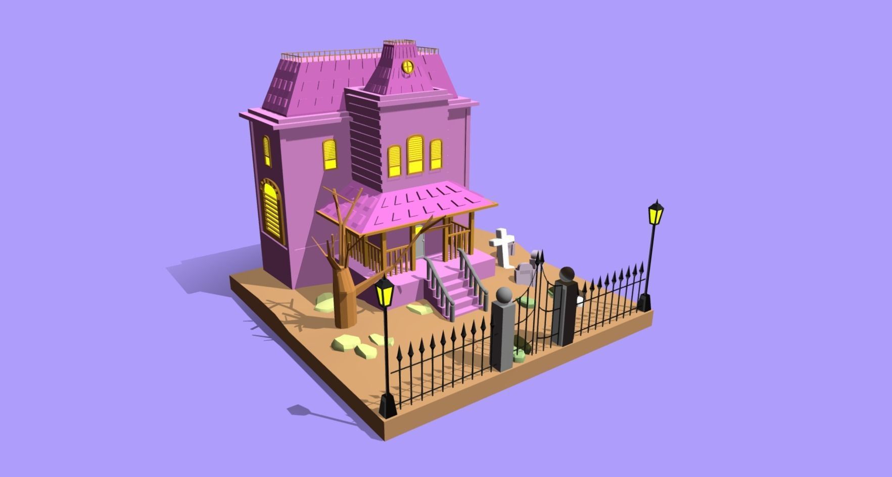 3D model Low Poly Haunted House VR / AR / low-poly | CGTrader
