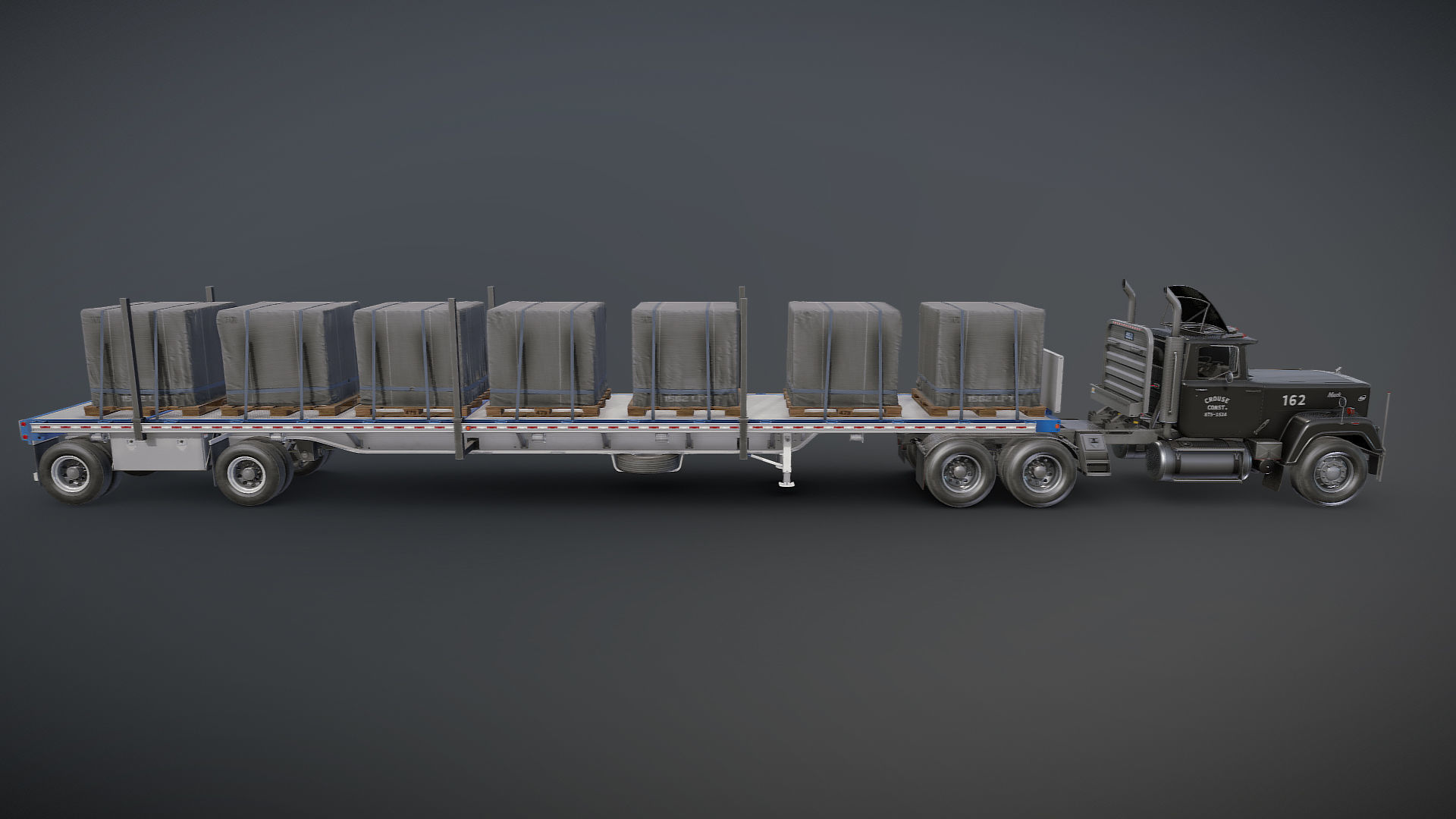 3D model SuperLiner flatbed trailer VR / AR / low-poly | CGTrader
