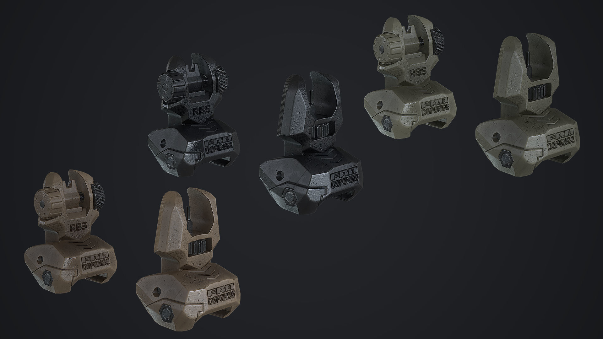 3D model FAB Defense Flip Rear Sight VR / AR / low-poly | CGTrader