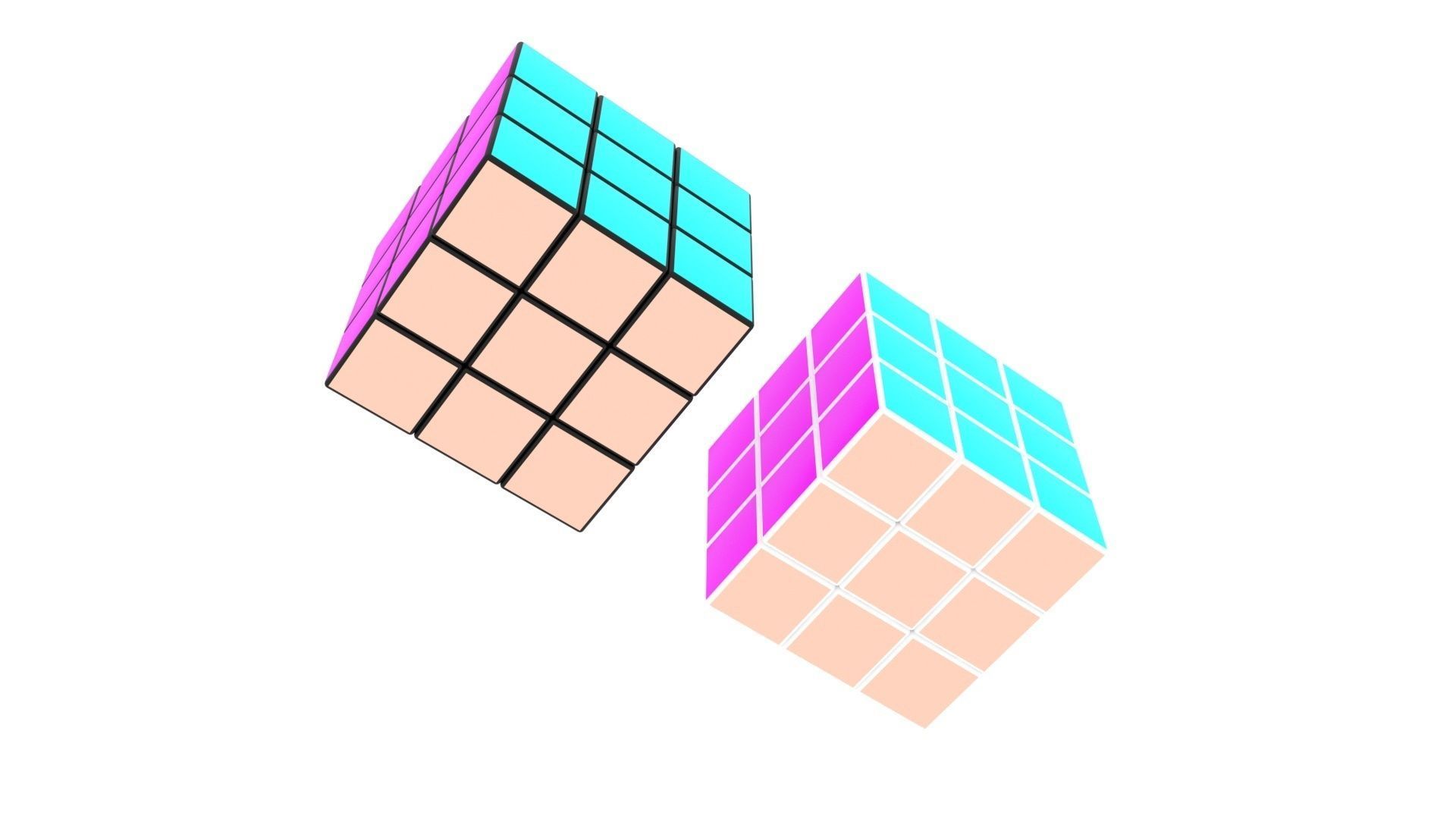 CMYK Colored Rubiks Cubes 3D model | CGTrader
