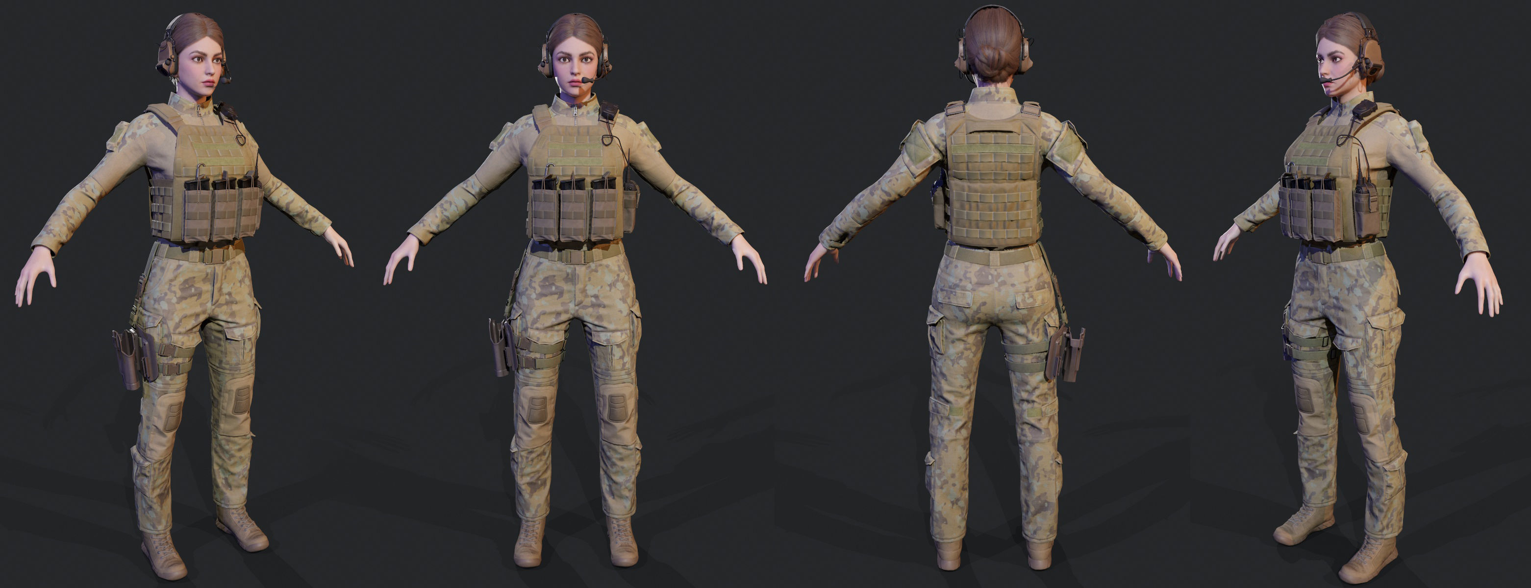 3D model Female Soldier Unity VR / AR / low-poly | CGTrader