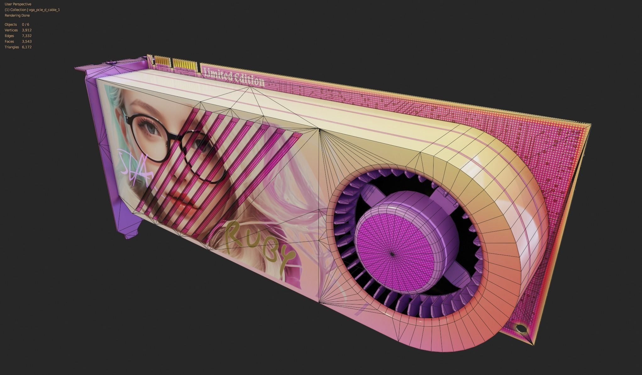 3D model Gpu girl theme colorful pink vga rgb pink video card VR / AR ...