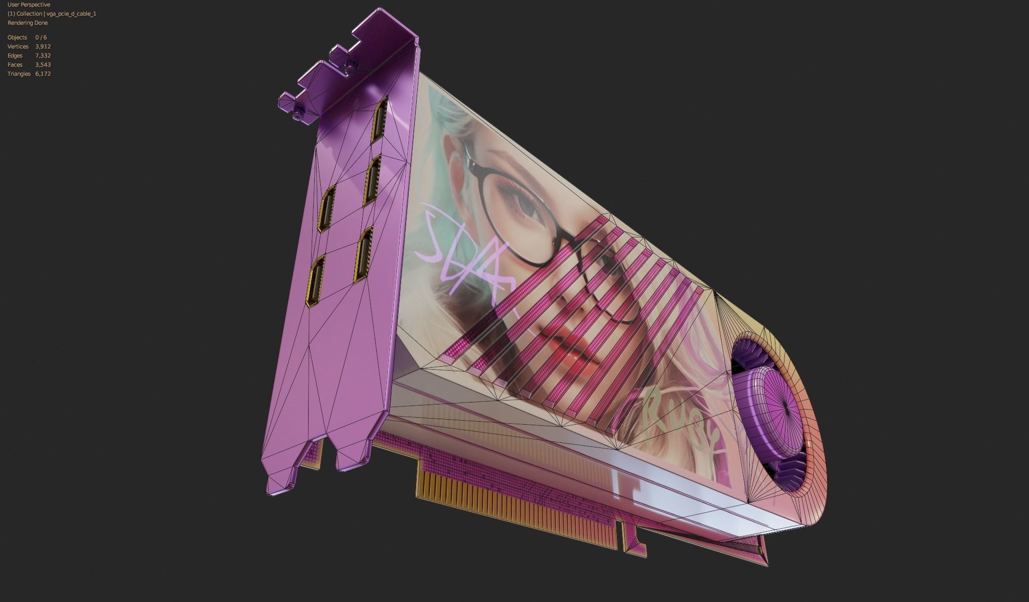 3D model Gpu girl theme colorful pink vga rgb pink video card VR / AR ...