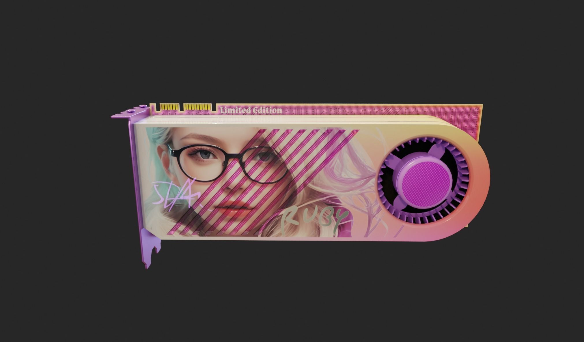 3D model Gpu girl theme colorful pink vga rgb pink video card VR / AR ...