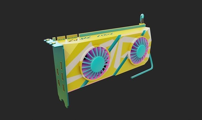 3D model Cyberpunk gpu video card vga theme colorful rgb light VR / AR ...