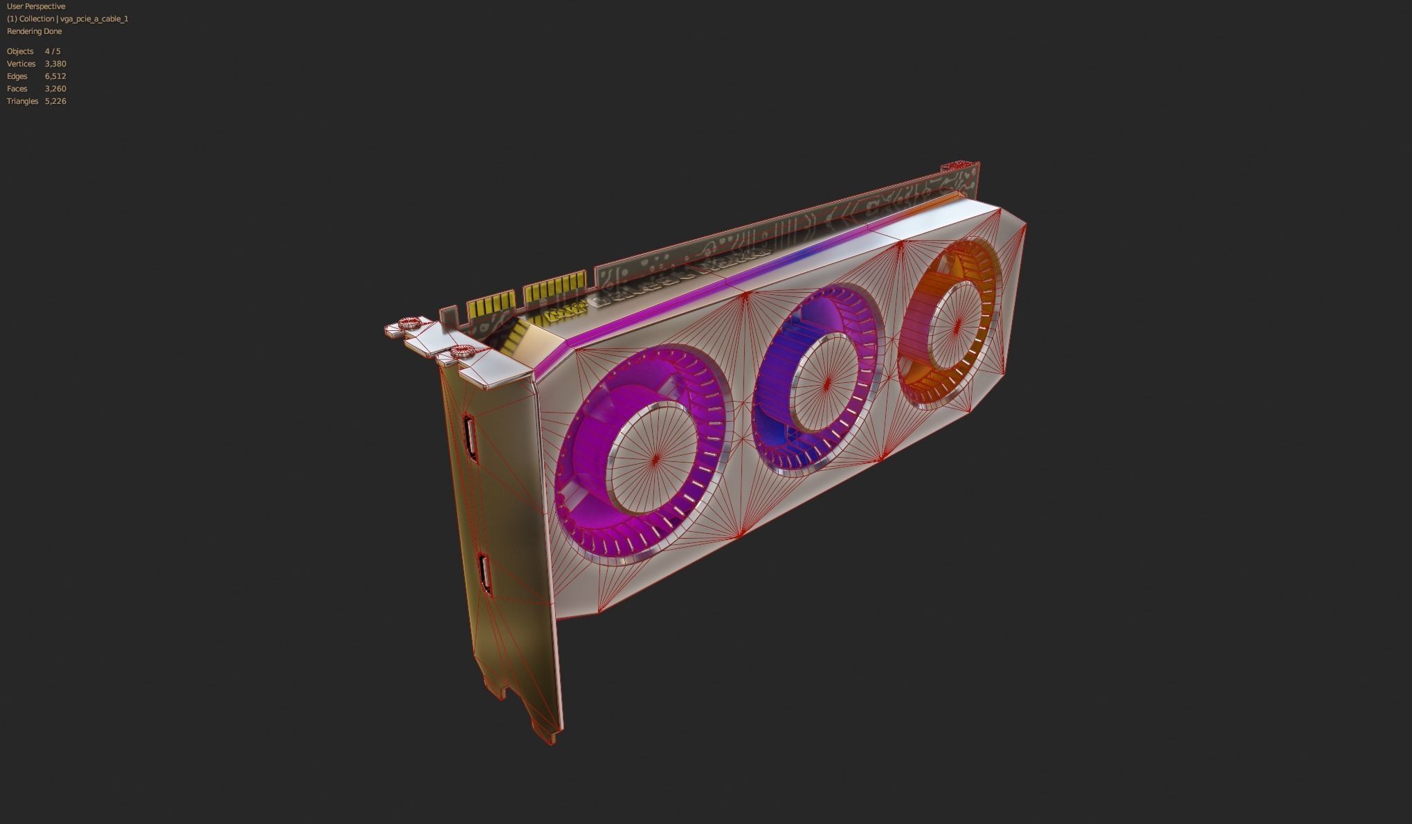 3D model gpu vga pci pcie graphics card video card rgb colorful VR / AR ...