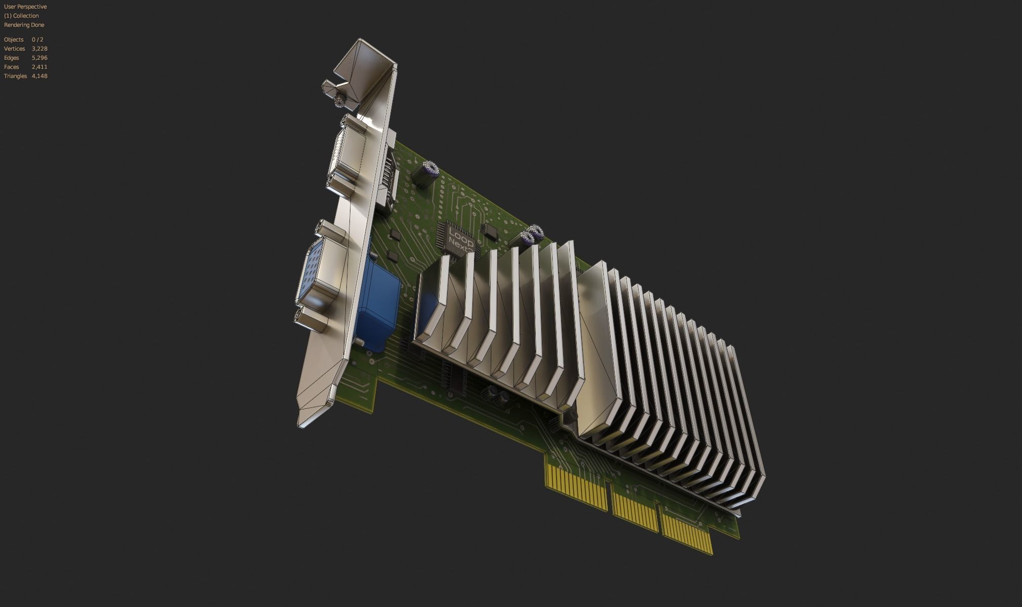 3D model retro video card gpu vga passive without fan VR / AR / low ...