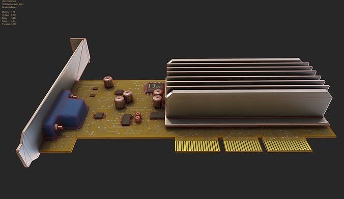3D model retro gpu without fan video card computer part VR / AR / low ...