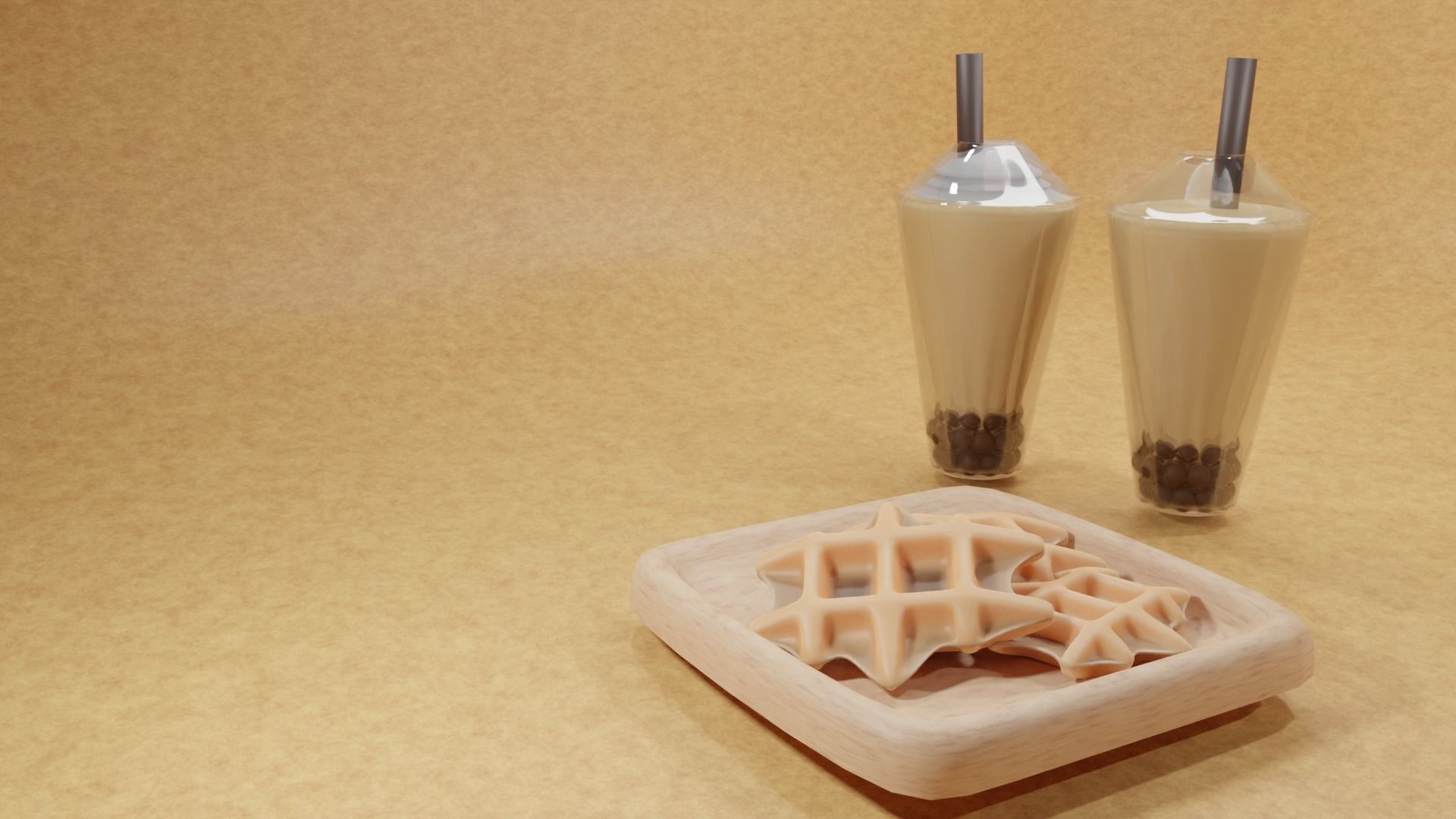 Boba Tea and Waffle 3D model animated | CGTrader