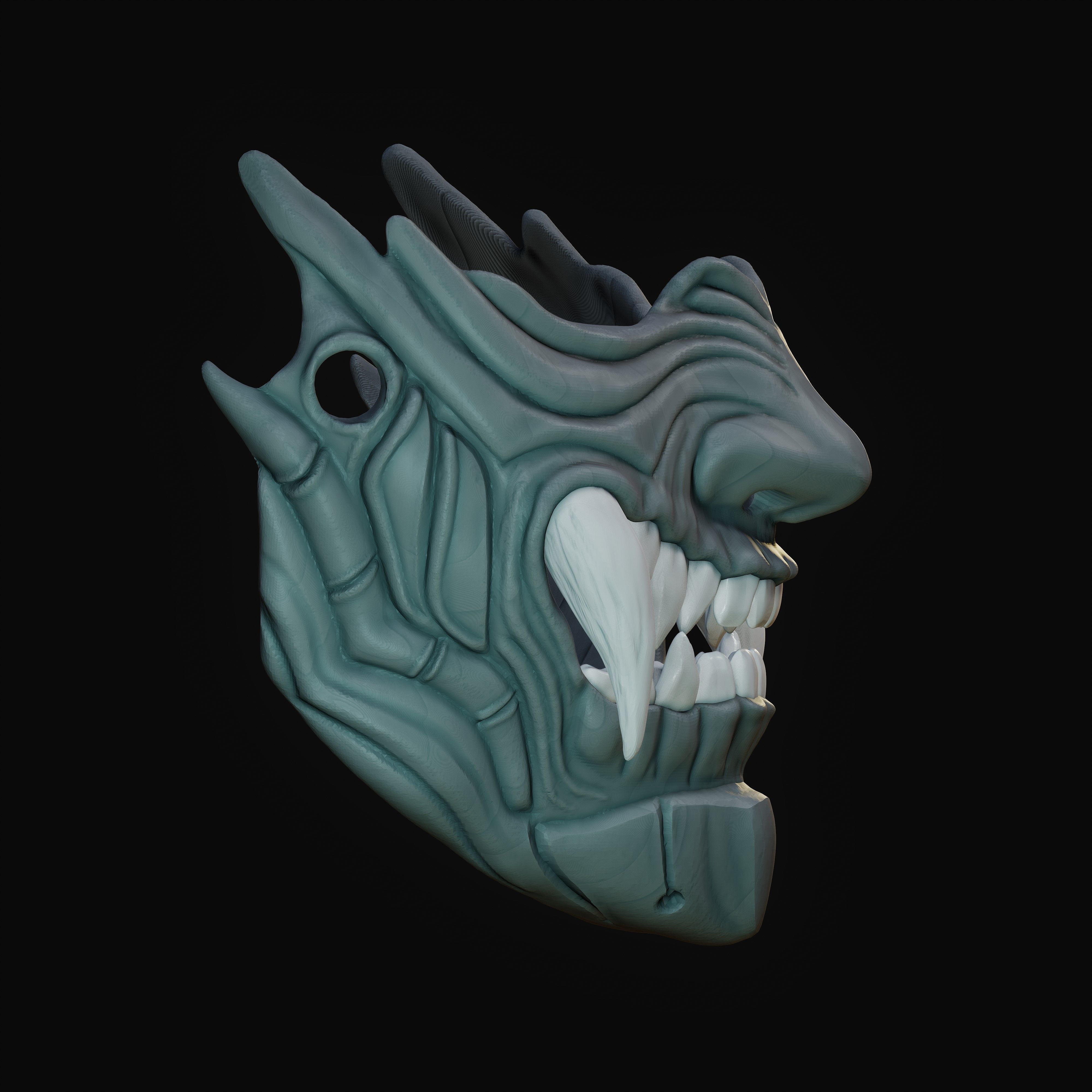 Oni Mask 15 Demon Half Face 3D model 3D printable | CGTrader