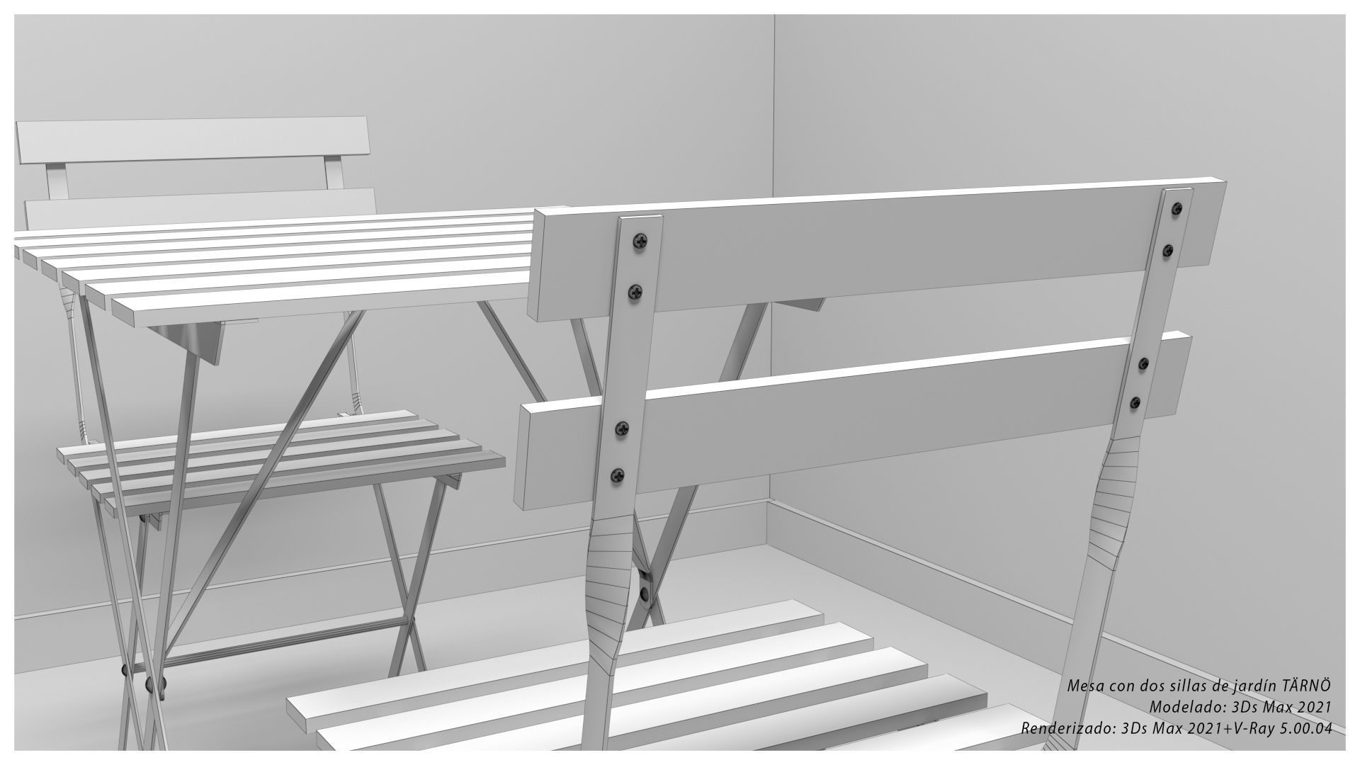 IKEA TARNO Outdoor table and 2 chairs red light brown stained 3D model ...