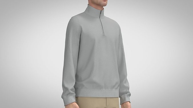 Men Quarter-zip Sweater 3D model | CGTrader