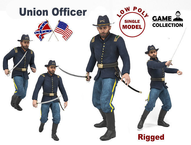3D model Union Officer VR / AR / low-poly | CGTrader