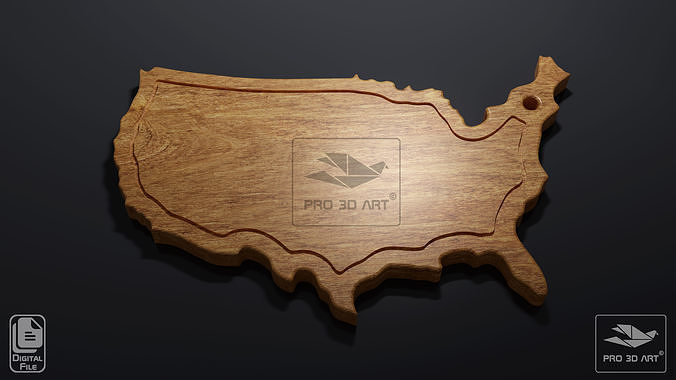 USA Map Cutting Board - CNC files for Wood 3D model | CGTrader