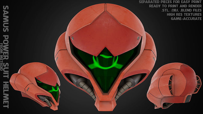 Metroid Samus Aran Power Suit Helmet for Cosplay 3D model 3D printable ...