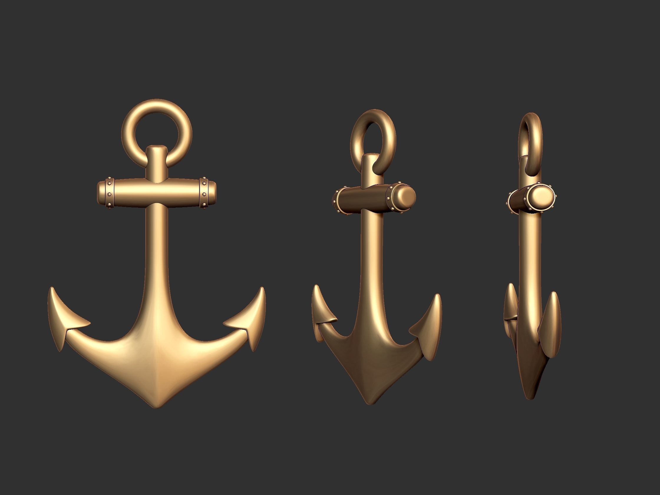 Anchor gold 3D model 3D printable | CGTrader