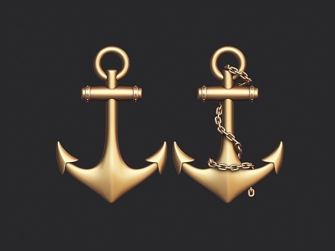 Anchor gold 3D model 3D printable | CGTrader