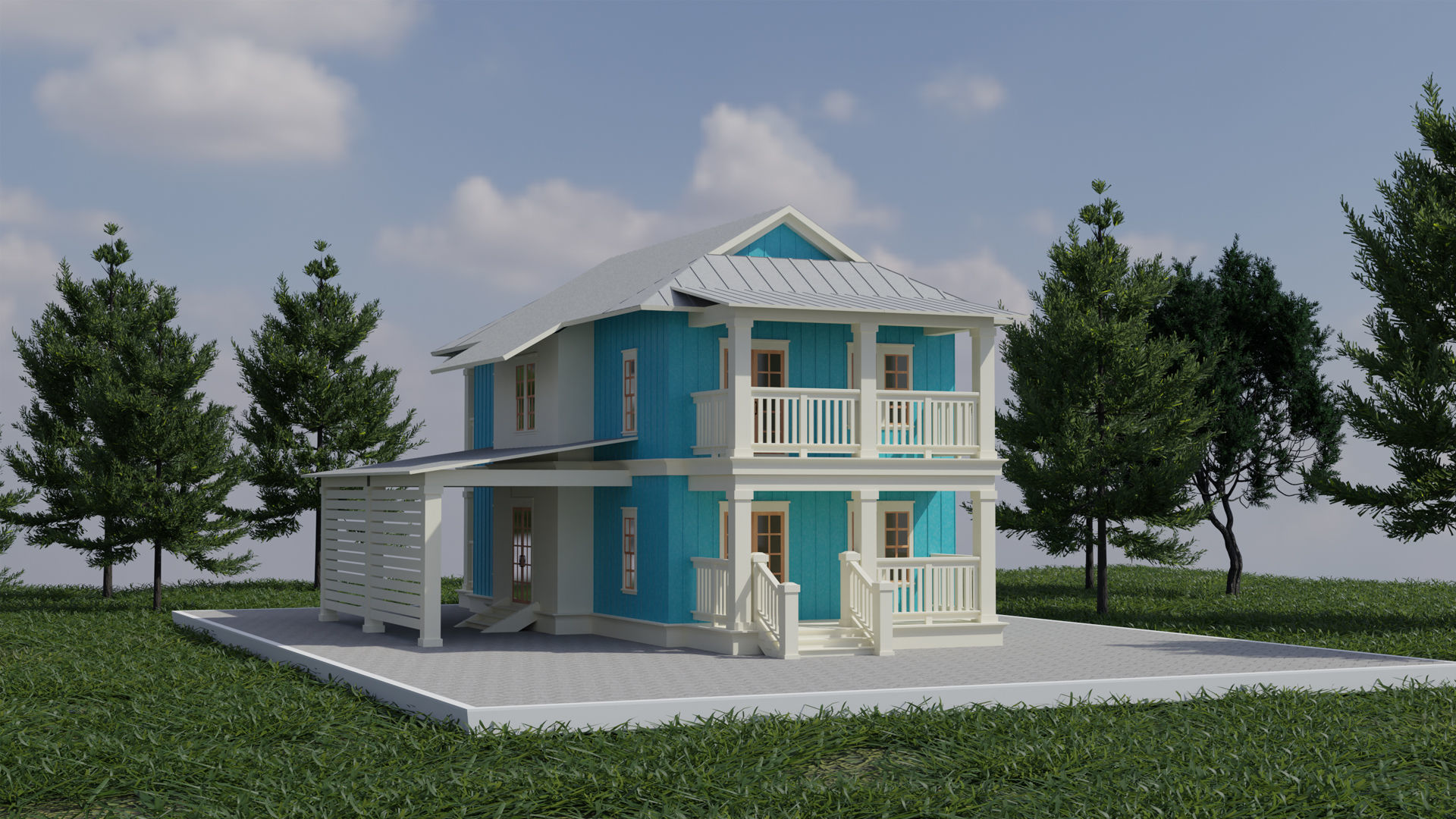 3D model Semi Modern House 2 VR / AR / low-poly | CGTrader