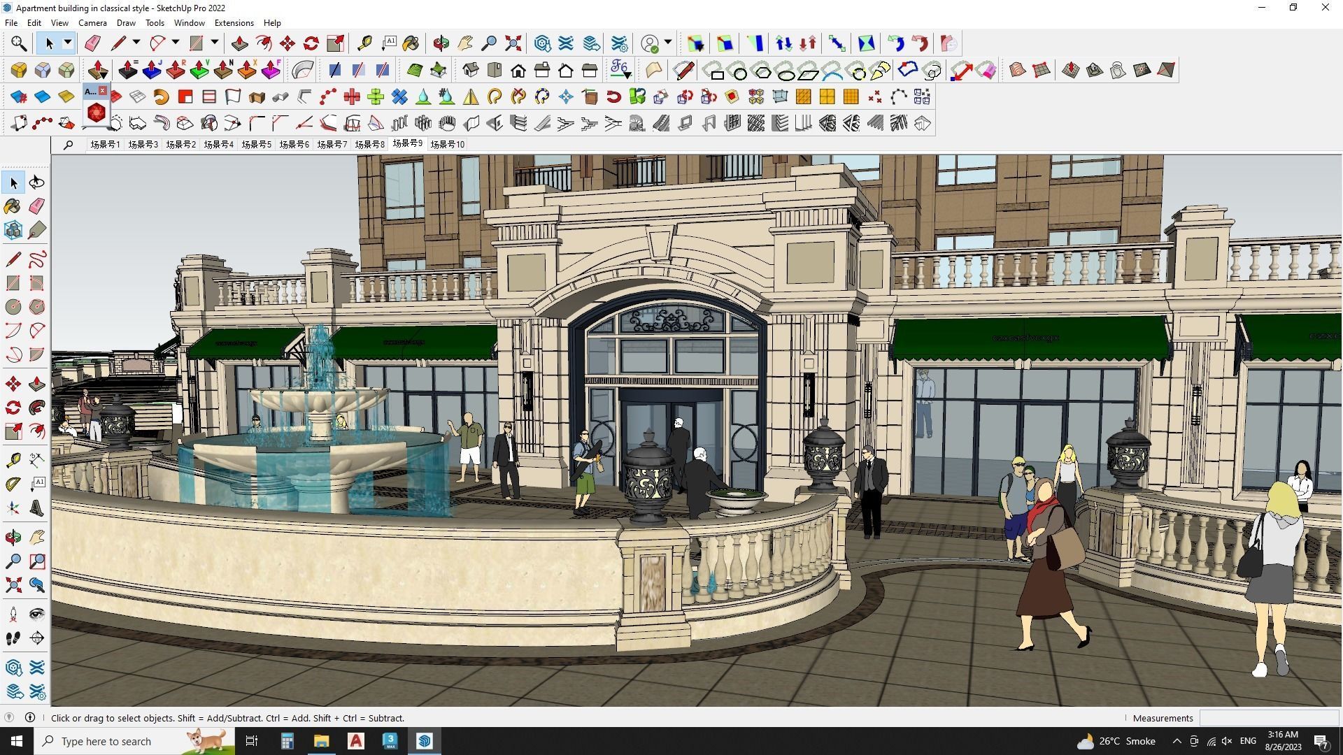 Apartment building in classical style sketchup exterior 3D model | CGTrader