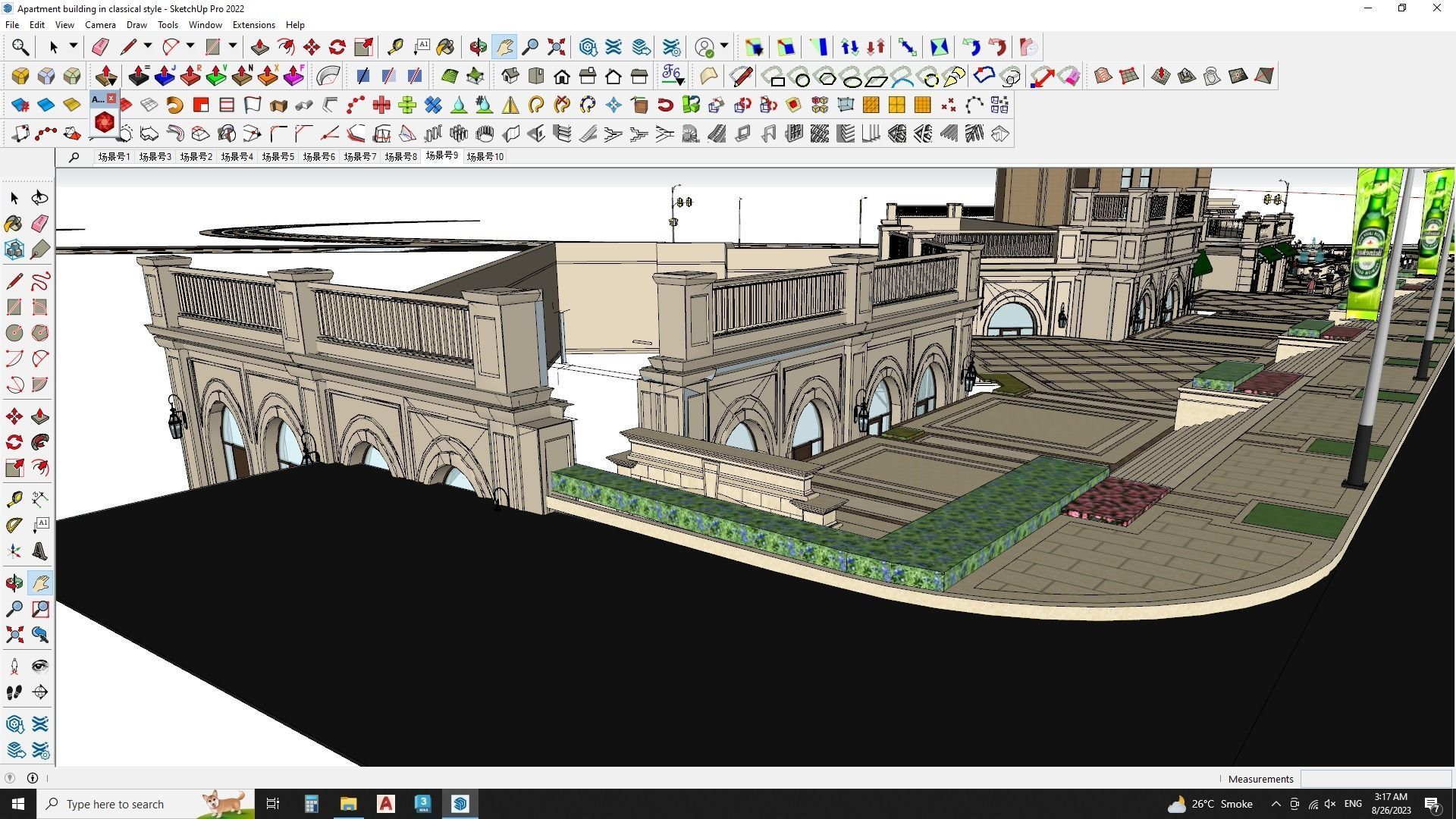 Apartment building in classical style sketchup exterior 3D model | CGTrader